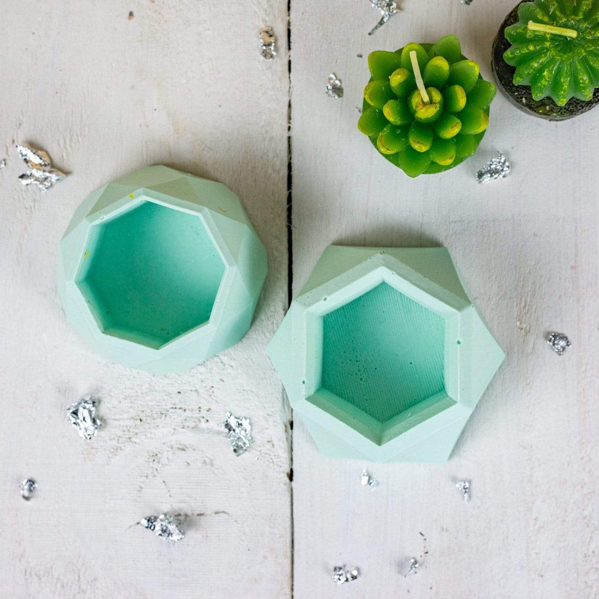 Jesmonite mini planters, 2 pastel green tiny succulent planters – Nine ...